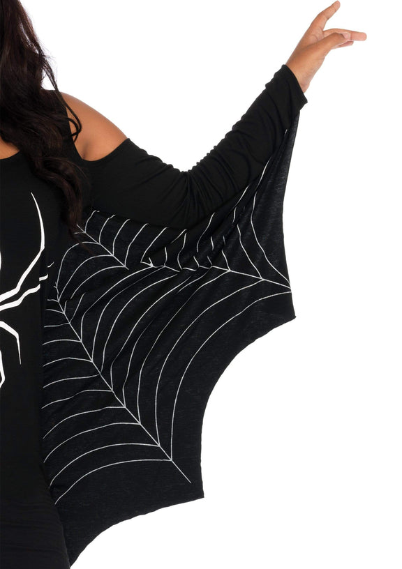 Plus Size Jersey Spider Web Dress With Web Wing Sleeves | Leg Avenue